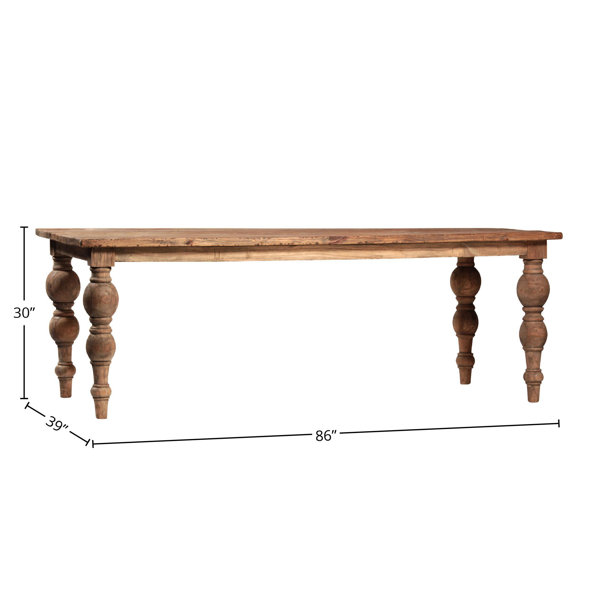 Laurel Foundry Modern Farmhouse® Aviles Rectangular Reclaimed Mindi Wood Carved 4-Leg Dining ...